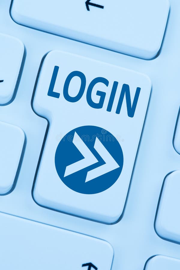 Login Button Submit Blue Computer Online Web Stock Photo - Image of ...