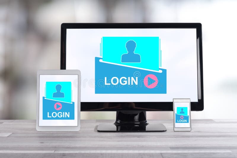 Login Concept on Different Devices Stock Image - Image of application ...
