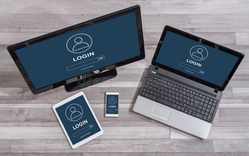 Login Concept on Different Devices Stock Image - Image of technology ...