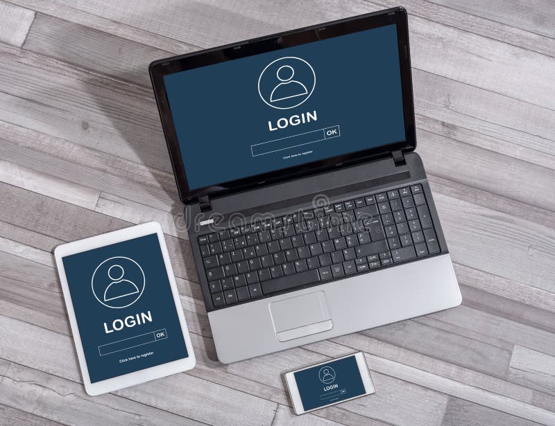 Login Concept on Different Devices Stock Image - Image of password ...