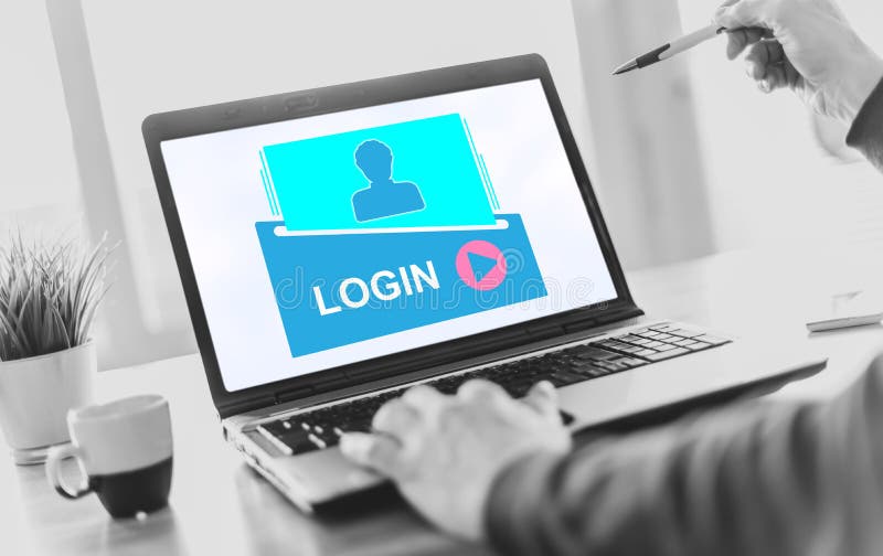 Login Concept on a Laptop Screen Stock Photo - Image of application ...
