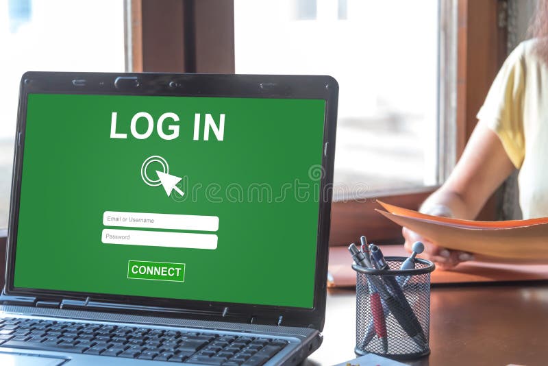 Login Concept on a Laptop Screen Stock Image - Image of interface ...