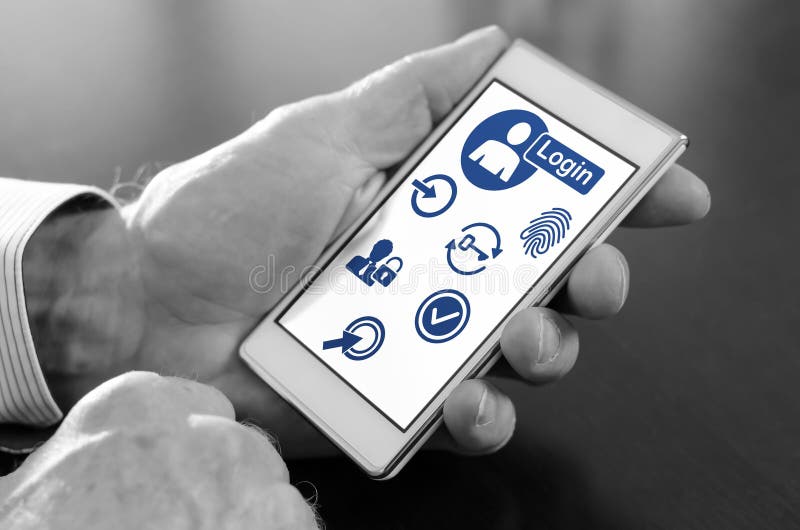 Login Concept on a Smartphone Stock Image - Image of business, private ...