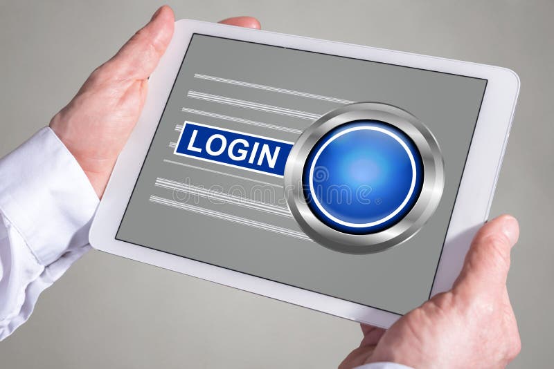Login concept on a tablet stock illustration. Illustration of login ...