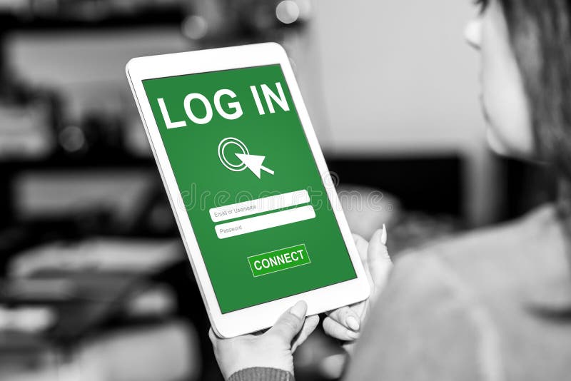 Login concept on a tablet stock image. Image of design - 136047041