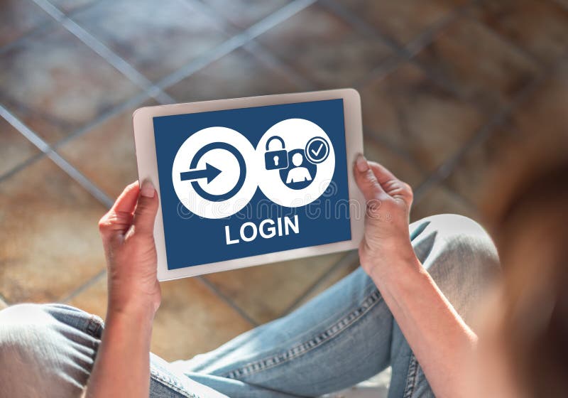 Login concept on a tablet stock photo. Image of authentication - 224902812