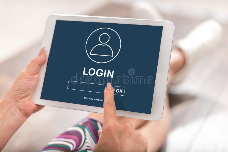 Login concept on a tablet stock image. Image of website - 83998663