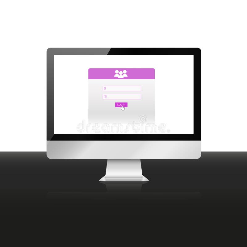 Login Form on Computer Screen Realistic Monitor with Sign in Interface ...
