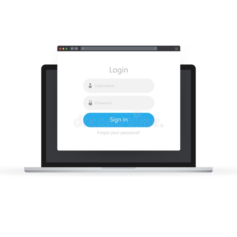 Login Form Icon. Login Form Page on Laptop. Vector Illustration. Stock ... Login Form Icon. Login Form Page on Laptop. Vector Illustration. Stock ...