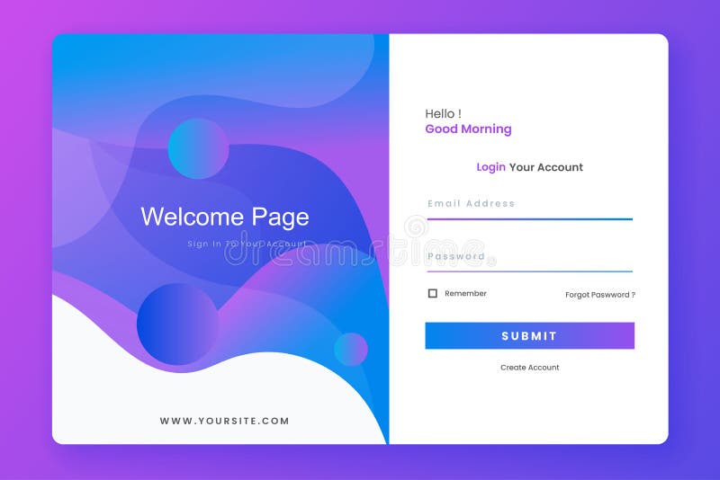 Login Form Landing Page Design Template Stock Vector - Illustration of ... Login Form Landing Page Design Template Stock Vector - Illustration of ...