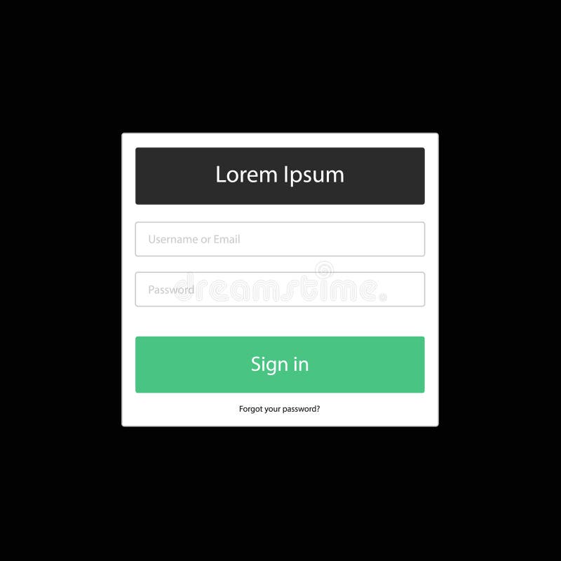Login Form Menu with Simple Line Icons. Website Element for Your Web Design. Eps10 Vector ...