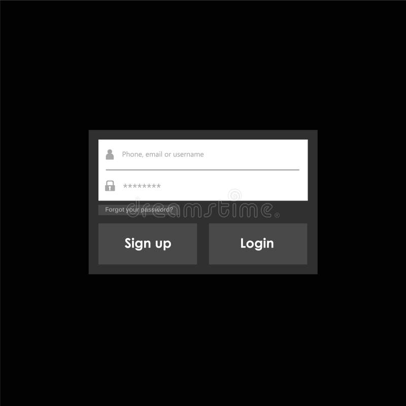 Login Form Menu with Simple Line Icons. Website Element for Your Web Design. Eps10 Vector ...