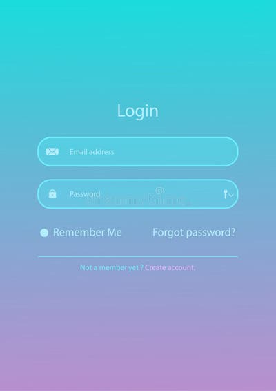 Login Form Page with Gradient Background . Create Account. Website Ui ...