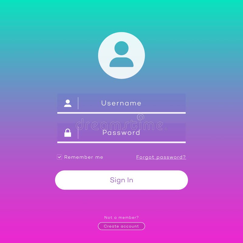 Login Form Page Template on Gradient Trendy Style Background Stock ... Login Form Page Template on Gradient Trendy Style Background Stock ...