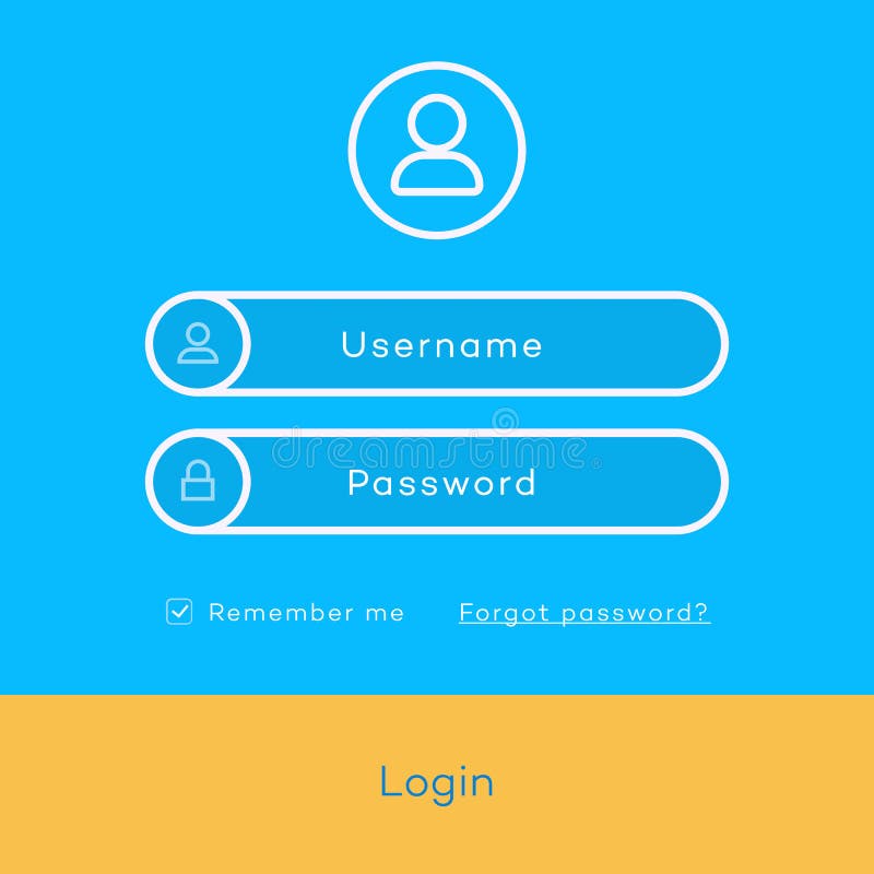 Login Form Page Template on Flat Style Background for App Development ...