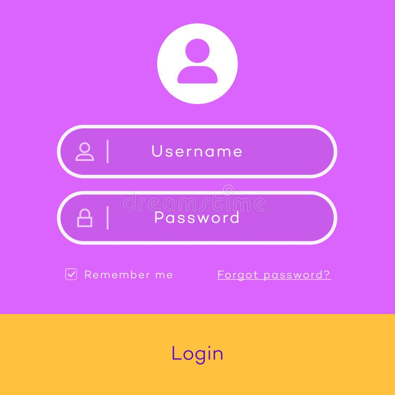 Login Form Page Template Flat Style for Online Registration Stock ...