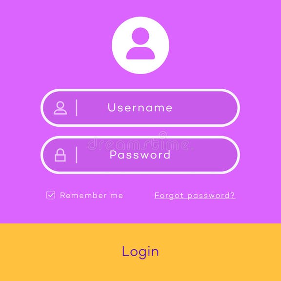 Login Form Page Template Flat Style for Online Registration Stock ...