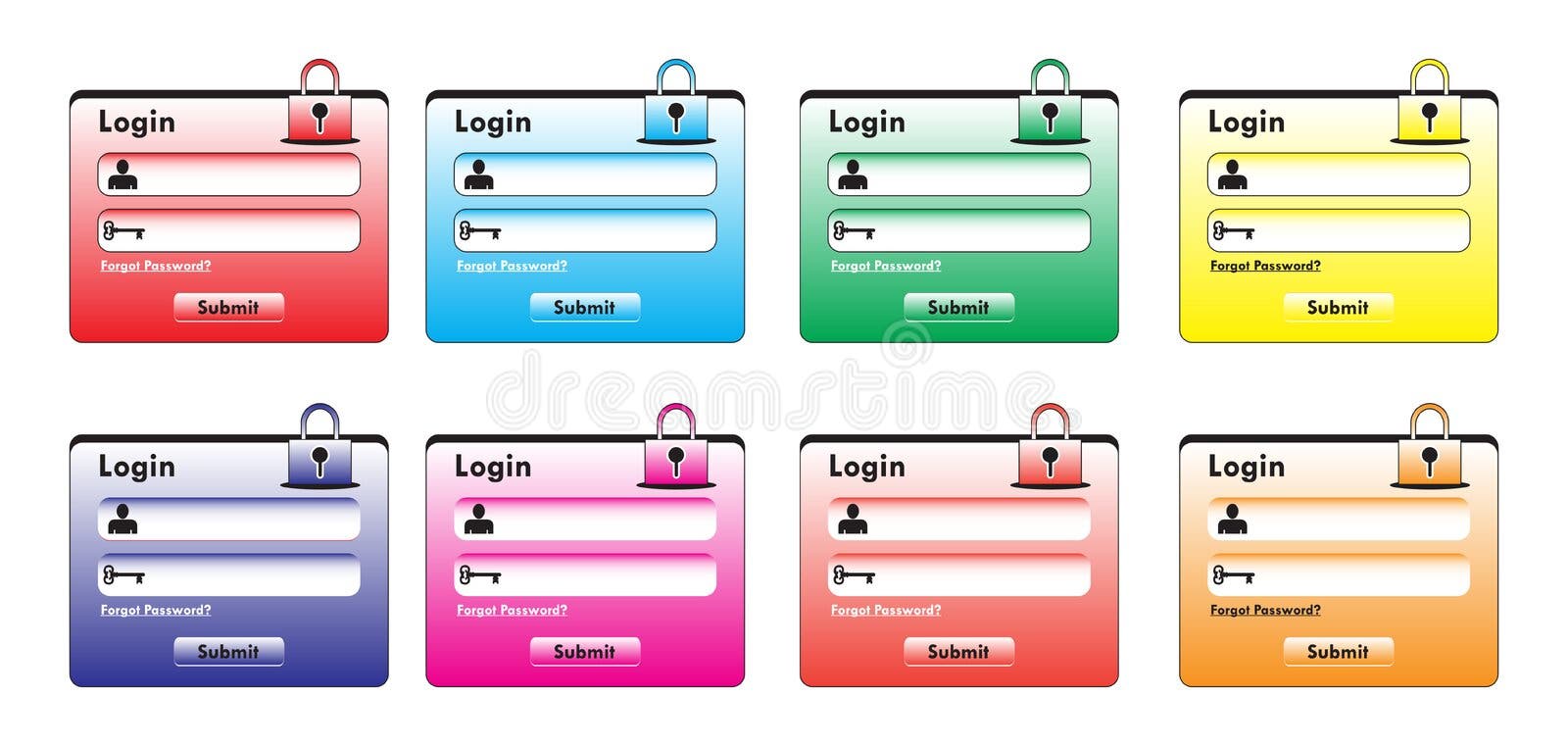 Set of Buttons - Login, Logout, Add, Remove Stock Vector - Illustration ...