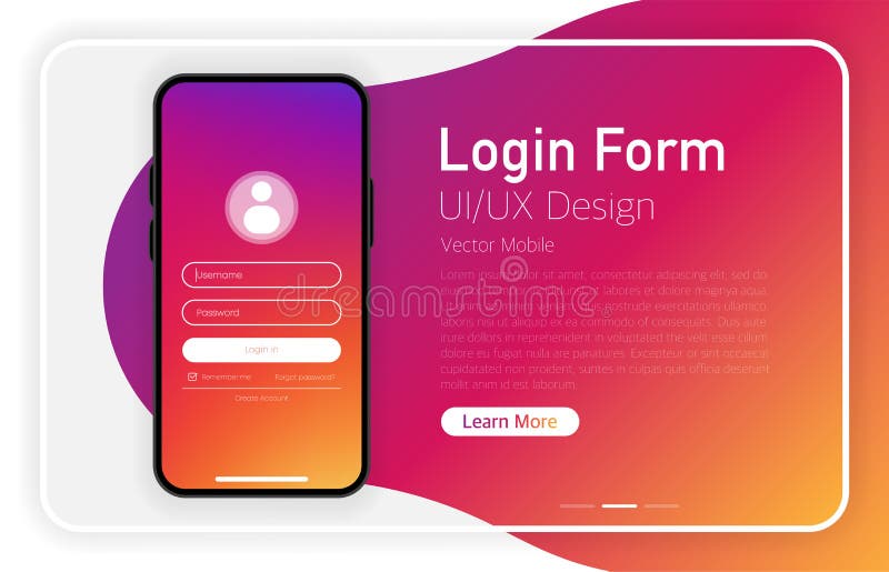 Dark Black Login Form User Interface Template Design Stock Vector ...