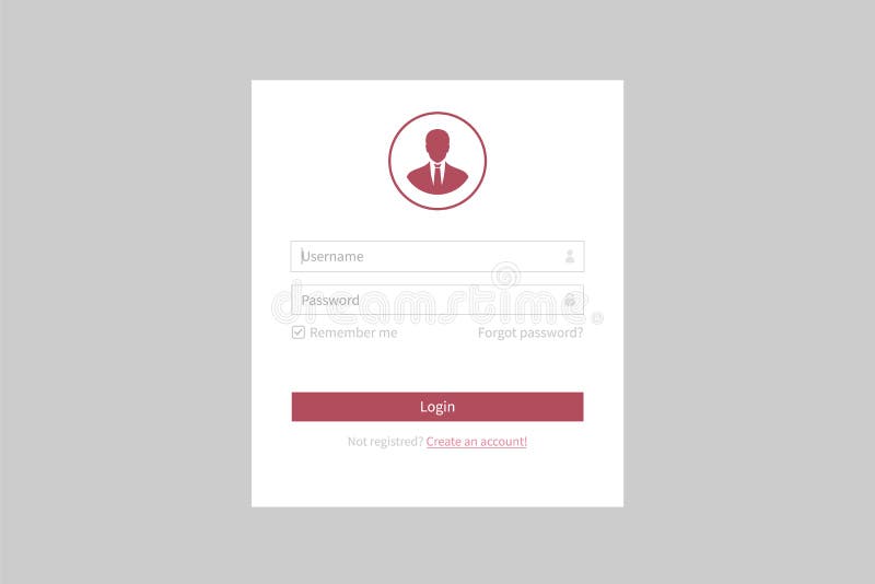 Login Form Template, Create Account Elements and Web Forms Stock Vector ...