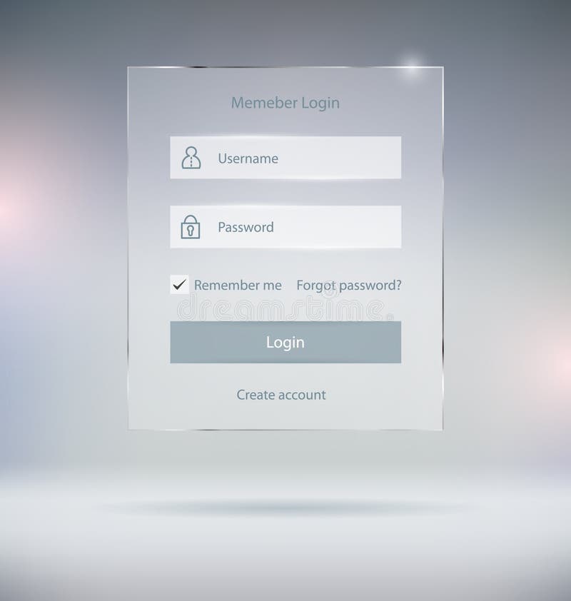 Transparent Glass Login Form Stock Illustrations – 68 Transparent Glass ...