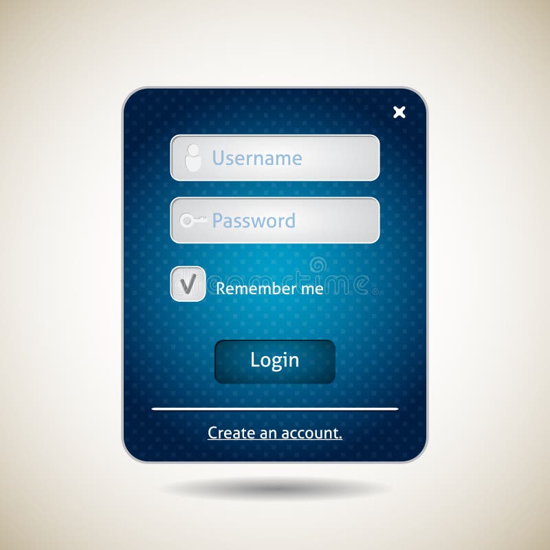 Blue Login Form Template Design in Vector Style Stock Vector ...