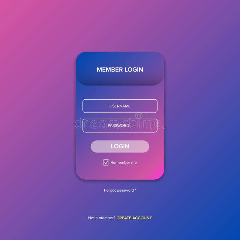 Login Form Web Page Design Template or Mock Up. Mobile Website Ui ...