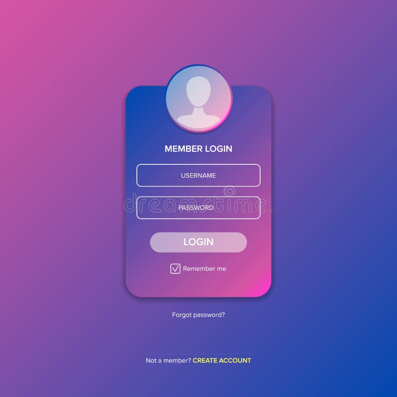 Login Form Web Page Design Template or Mock Up. Mobile Website Ui ...