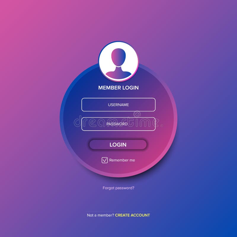 Login Form Web Page Design Template or Mock Up. Mobile Website Ui ...