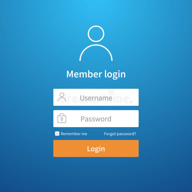 Login Form. Website Ui Account Screen Page Register User Interface ...