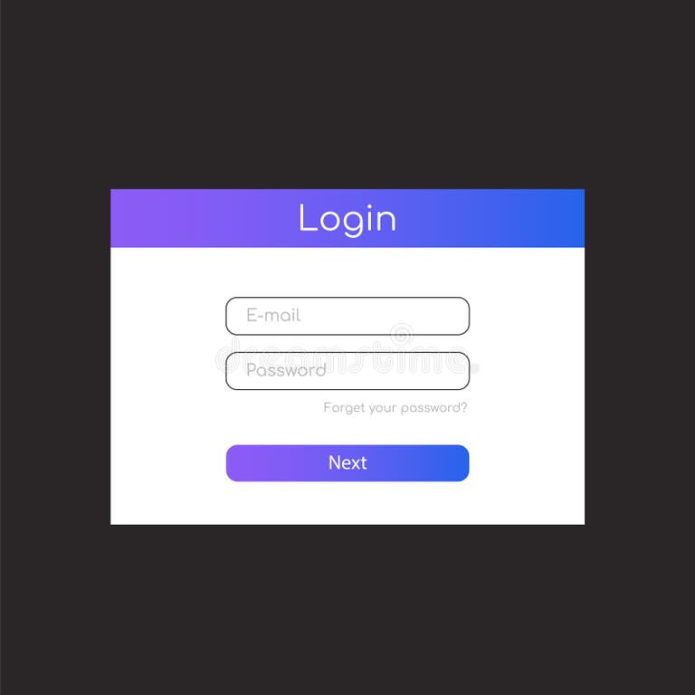 The Login Form for the Website. the User Interface Template. Vector ...