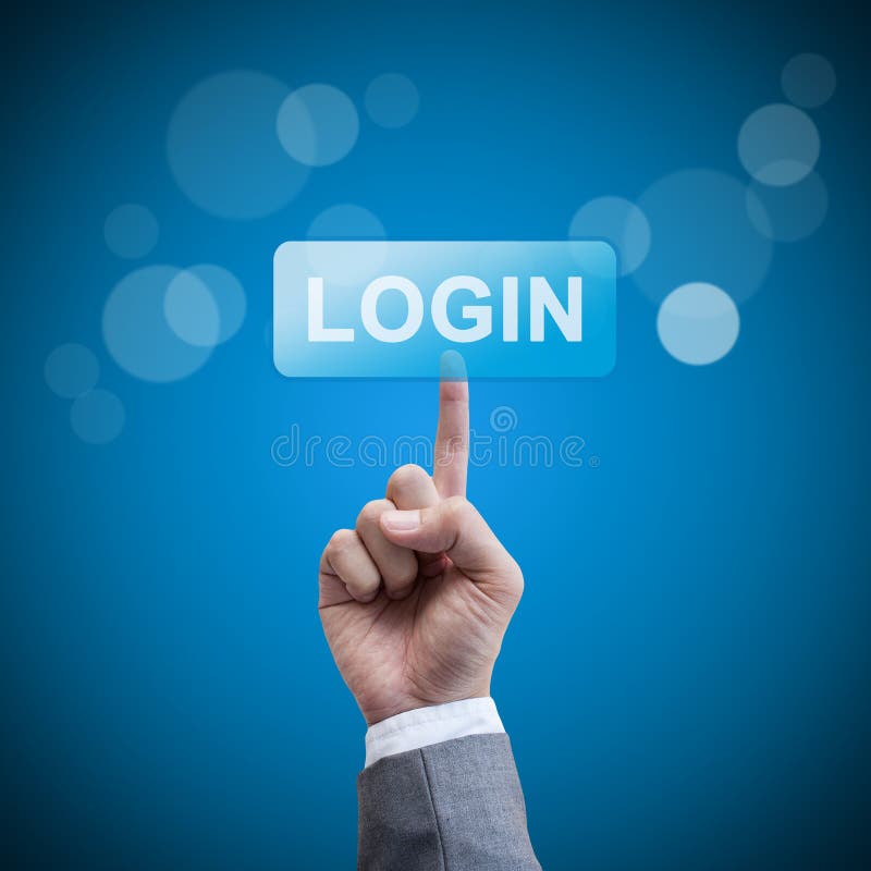 Login. Hand Man Pressing Login Button. Stock Photo - Image of ...