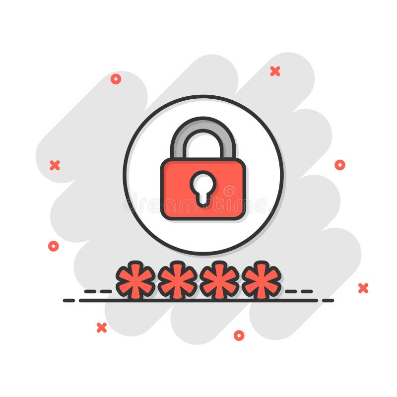 Login Icon in Comic Style. People Secure Access Cartoon Vector ...