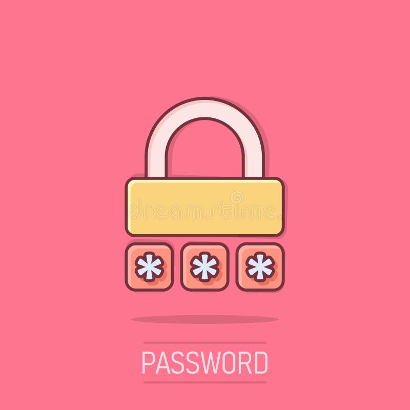Login Icon in Comic Style. Password Access Cartoon Vector Illustration ...