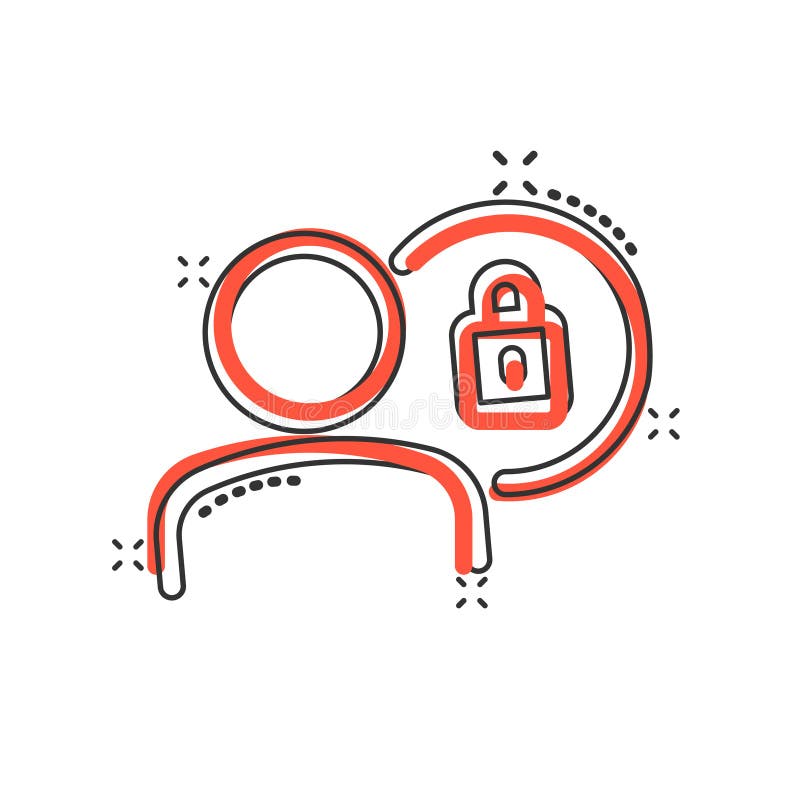 Login Icon in Comic Style. People Secure Access Cartoon Vector ...
