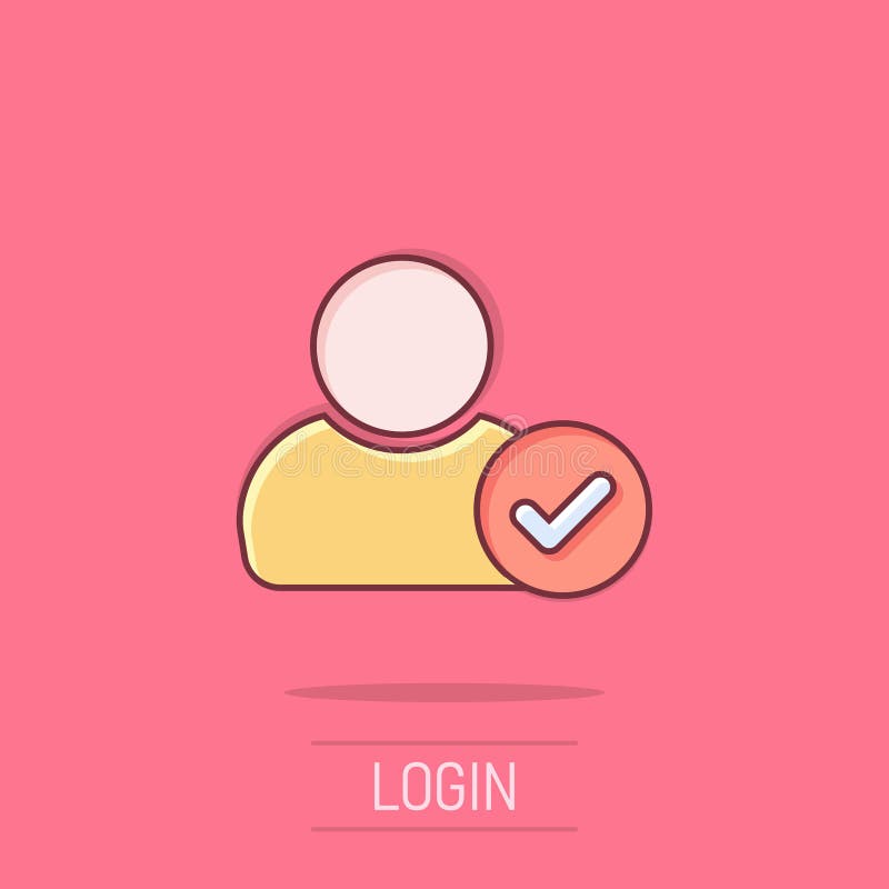 Login Icon in Comic Style. People Secure Access Cartoon Vector ...
