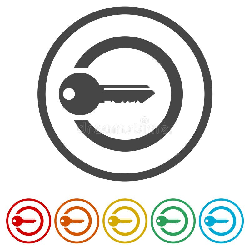 Login Icon, Secure Access Button, 6 Colors Included Stock Vector ...