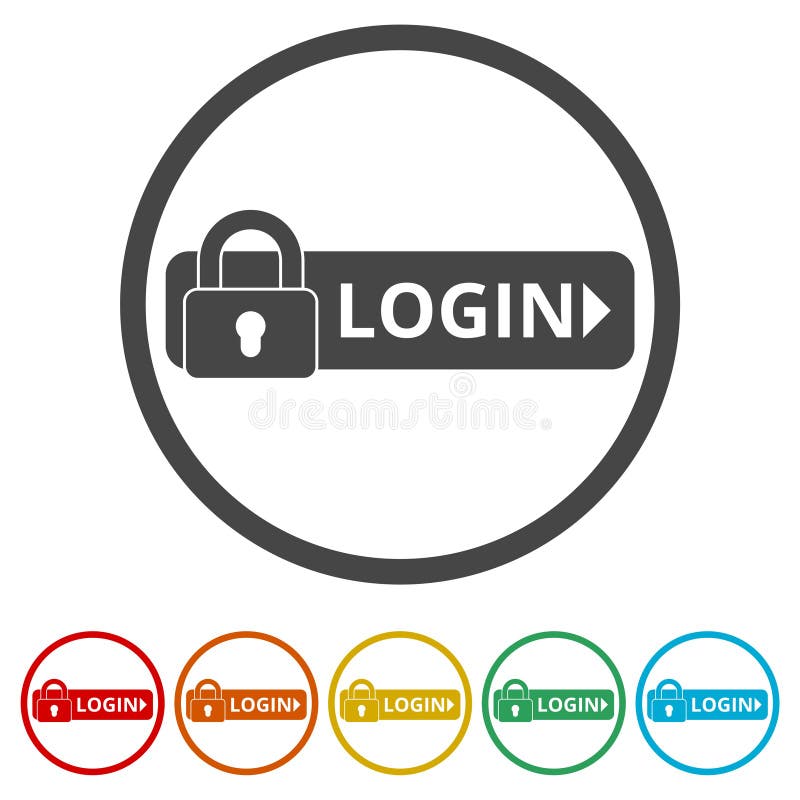 Login Icon, Secure Access Button, 6 Colors Included Stock Vector ...