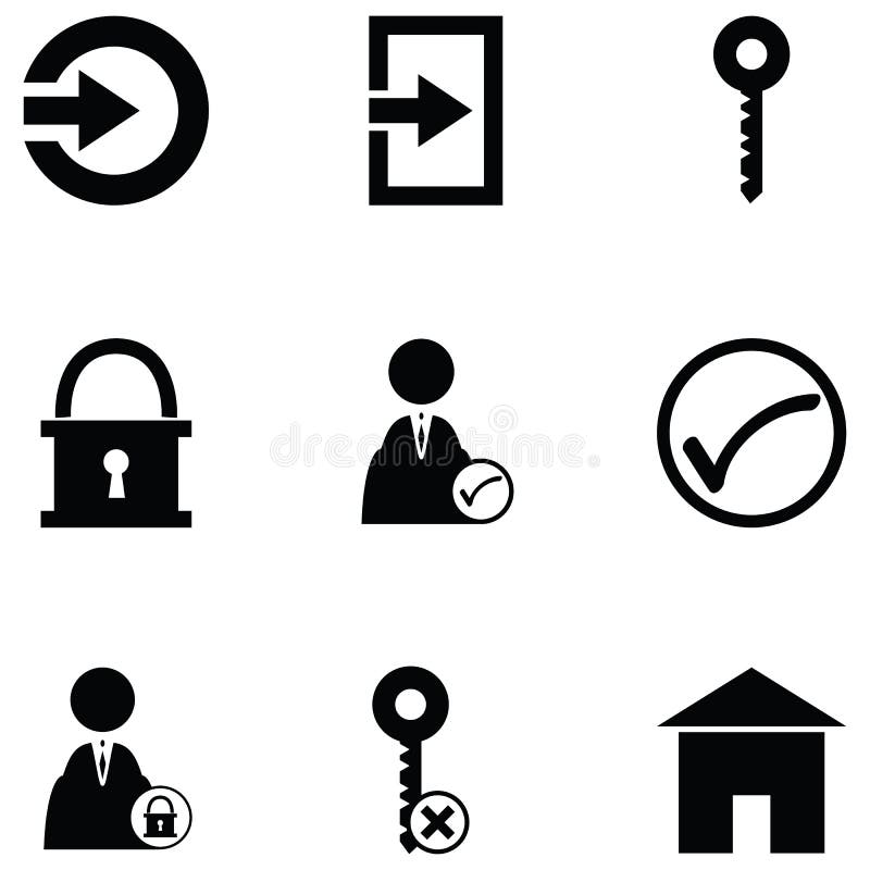 Login icon set stock vector. Illustration of security - 107350038