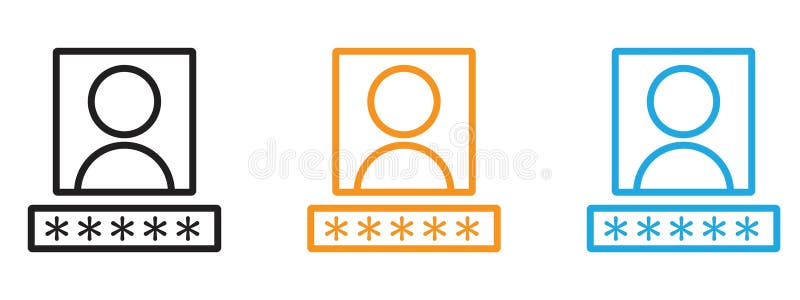 Login Icon Thin Line Illustration Set Stock Vector - Illustration of ...