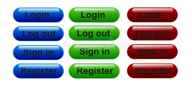 Set of Login Logout Buttons - Red, Blue Stock Vector - Illustration of ...