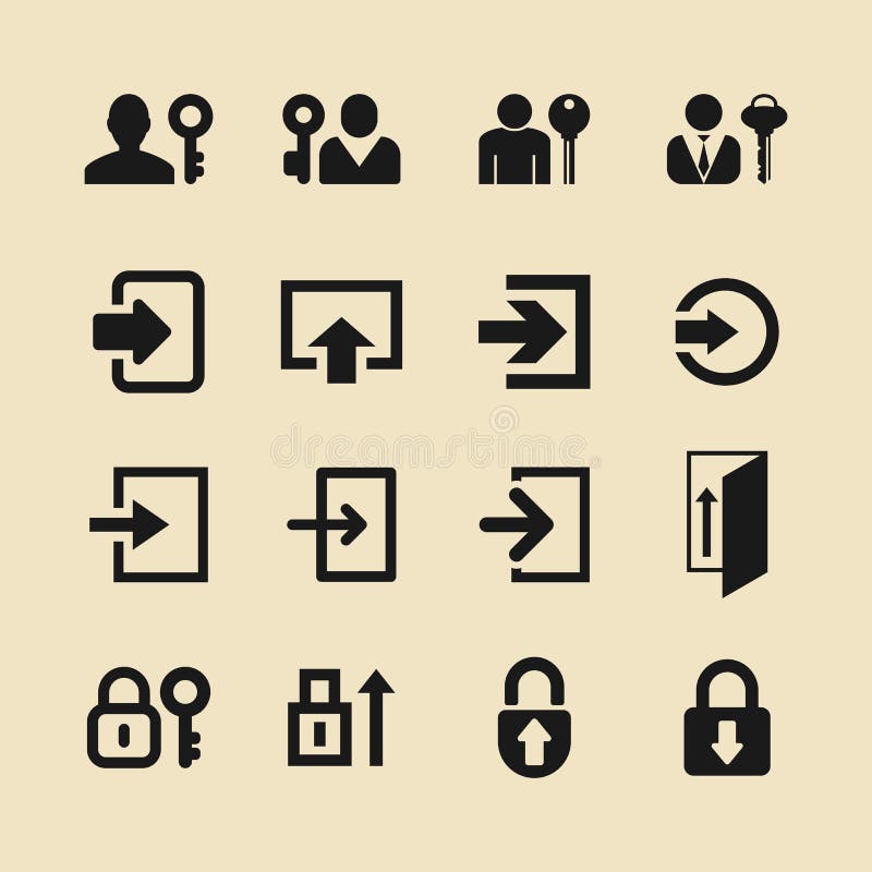 Login Icons for Web Site or App Stock Vector - Illustration of password ...