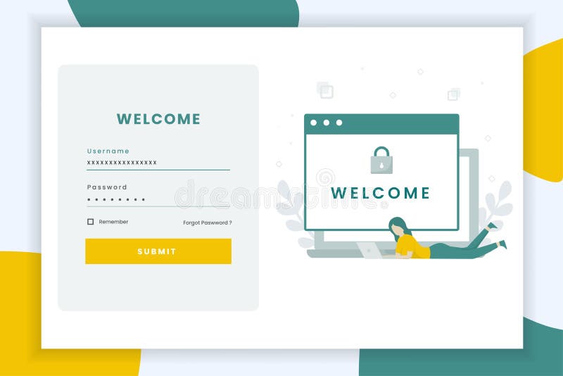 Login Form Landing Page Website Concept Stock Vector - Illustration of ... Login Form Landing Page Website Concept Stock Vector - Illustration of ...