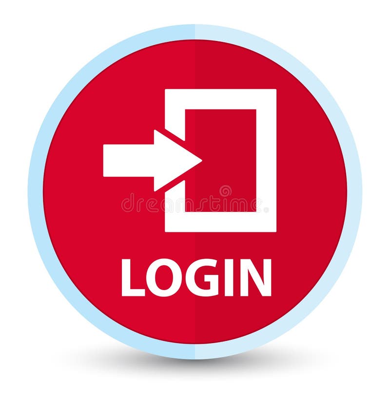Login Flat Prime Red Round Button Stock Vector - Illustration of login ...