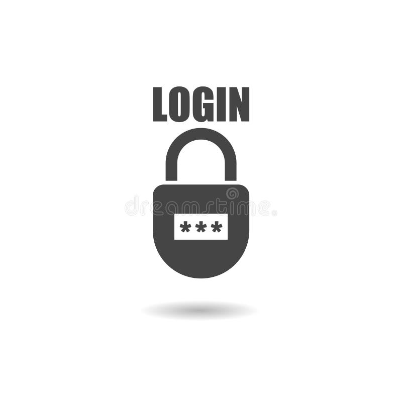 Login Lock Icon with Shadow Stock Vector - Illustration of code, icon ...