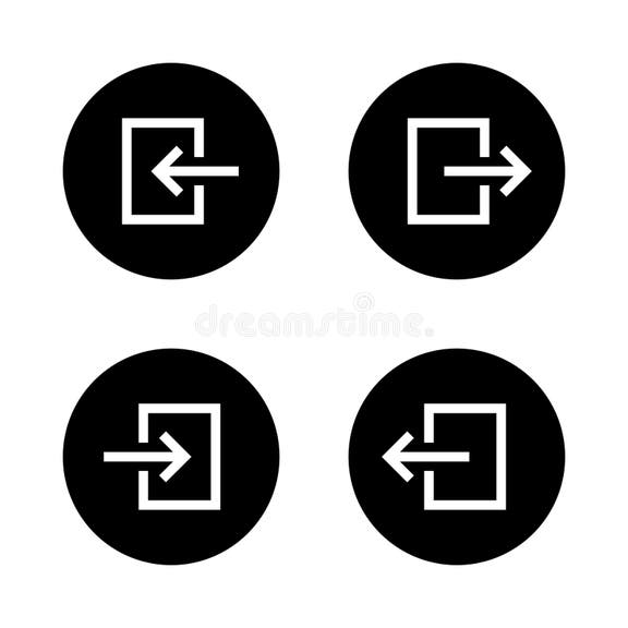 Login and Logout Icon on Black Circle. Enter and Exit Sign Symbol Stock ...
