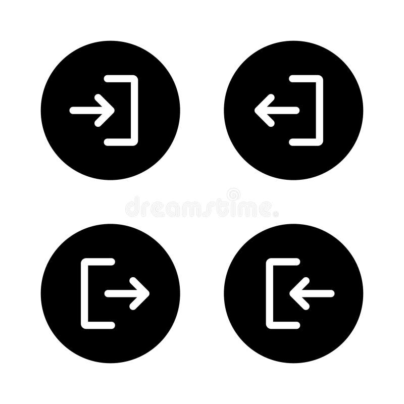 Login and Logout Icon on Black Circle. Sign in and Sign Out Sign Symbol ...