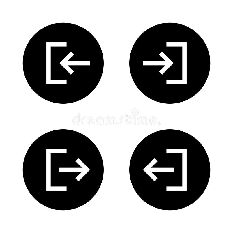 Login and Logout Icon on Black Circle. Sign in and Sign Out Symbol ...
