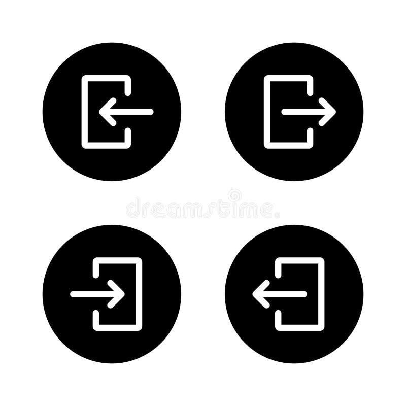 Login and Logout Icon on Black Circle. Login and Logout Sign Symbol ...
