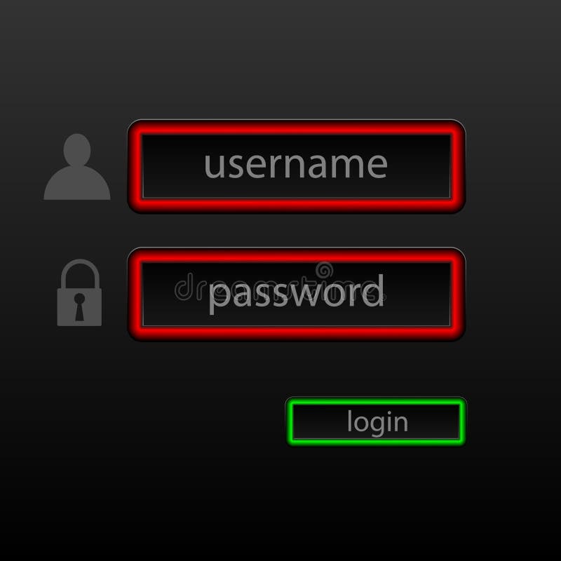 Login menu stock vector. Illustration of black, steel - 42089492